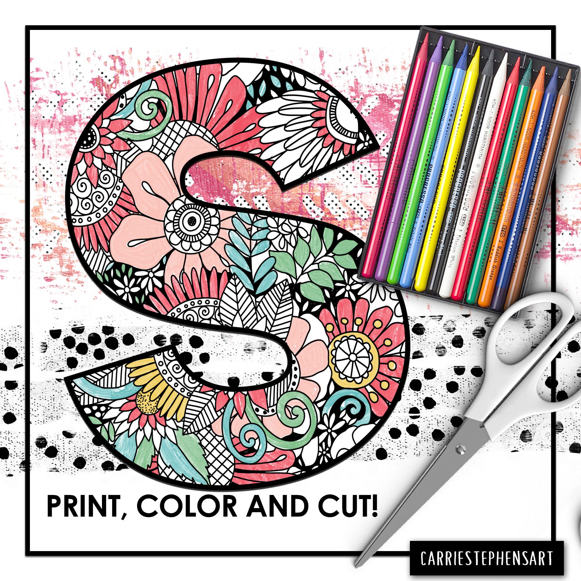 Floral Doodle Alphabet Clipart, Flower Printable Bulletin Board Letters ...