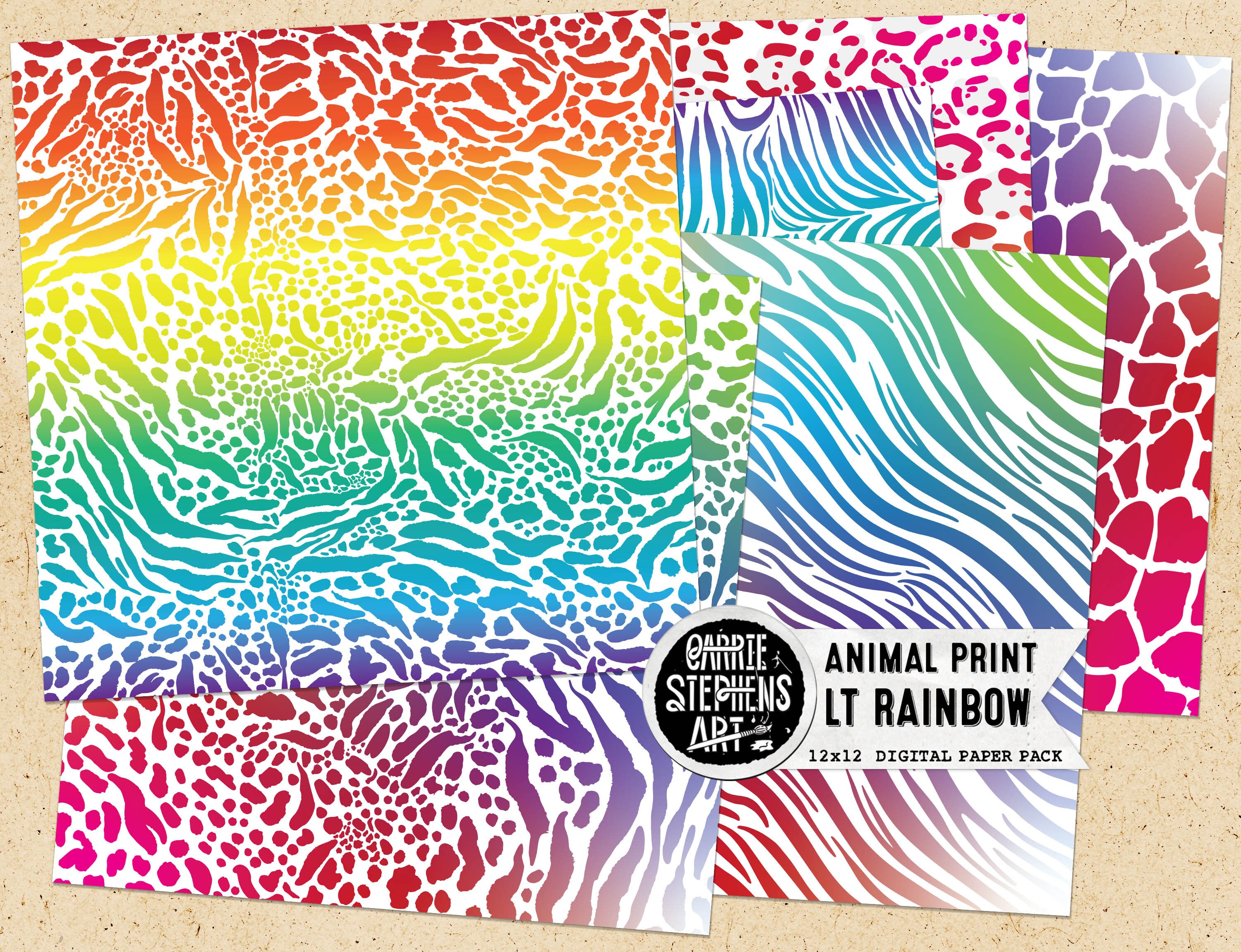 Rainbow Animal Print Digital Paper Printable Leopard Print - Etsy Canada