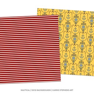 Nautical Digital Paper, Anchor Pattern, Summer Nautical Wedding ...