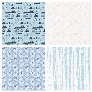 Woodland Winter Digital Paper, Christmas Backgrounds, Mountains, Forest ...