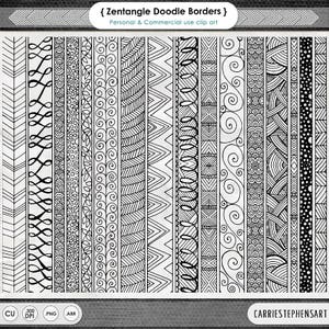 Zen Doodle Border Clipart Download, Printable Digital Stamps, Tribal ...