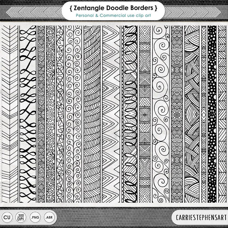 Zen Doodle Border Clipart Download Printable Digital Stamps - Etsy Canada