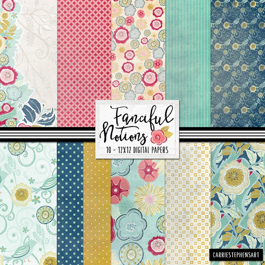 Patterned Papers (fanciful Notions) Digital Backgrounds - Feminine ...