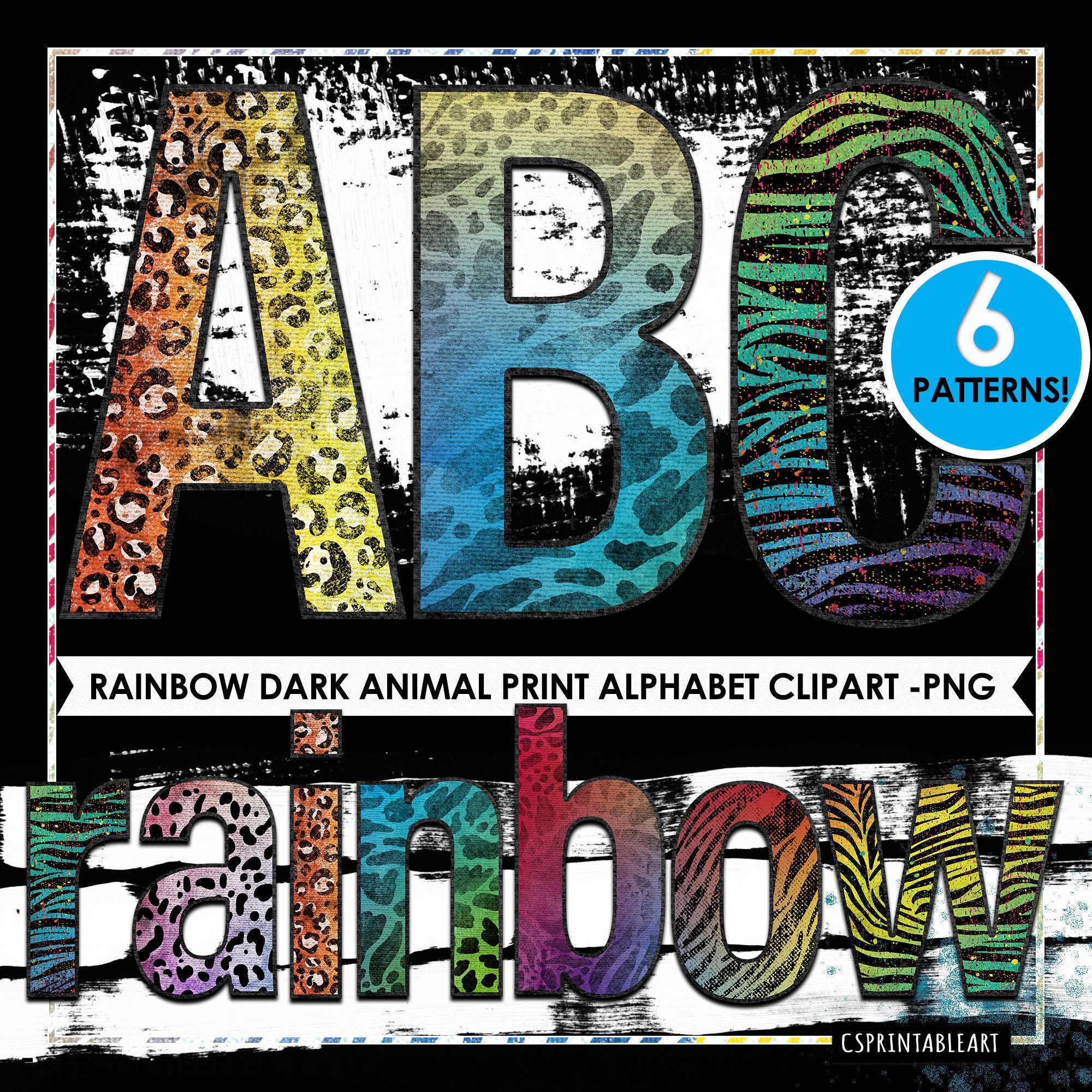 Rainbow Animal Print Alphabet Clip Art Tiger King Colorful - Etsy