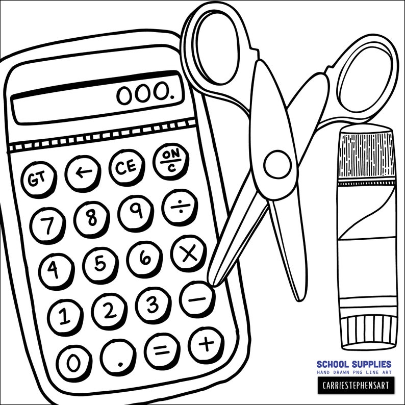 School Supplies Line Art Image | Etsy