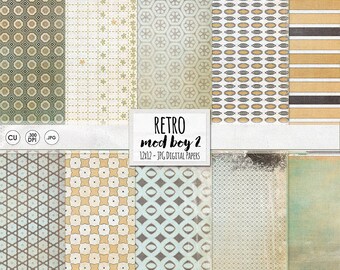 Retro Modern Boy Digital Paper Masculine Father's Day - Etsy
