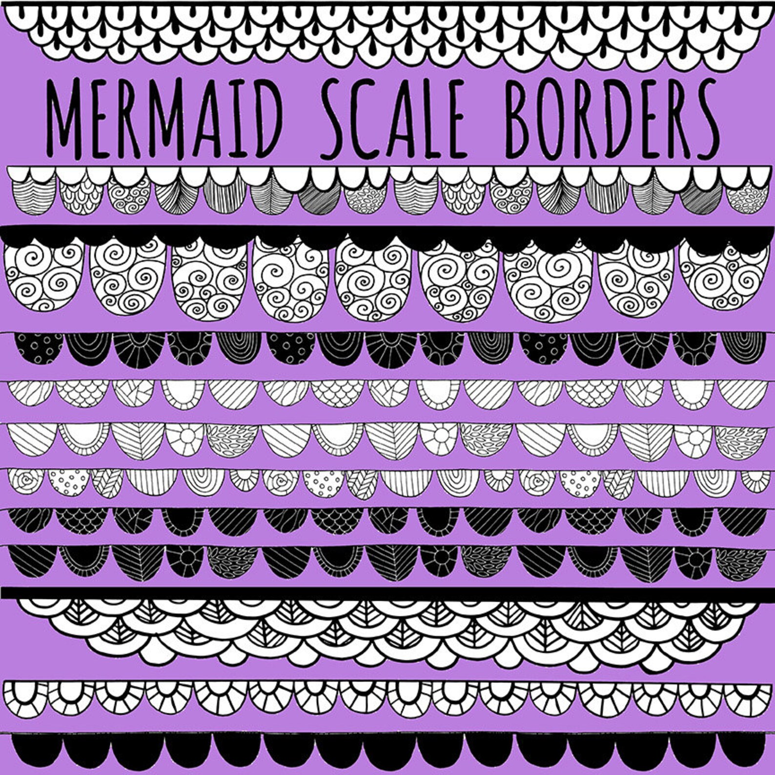 Mermaid Clipart Borders Mermaid Scales Girls Lace Border - Etsy