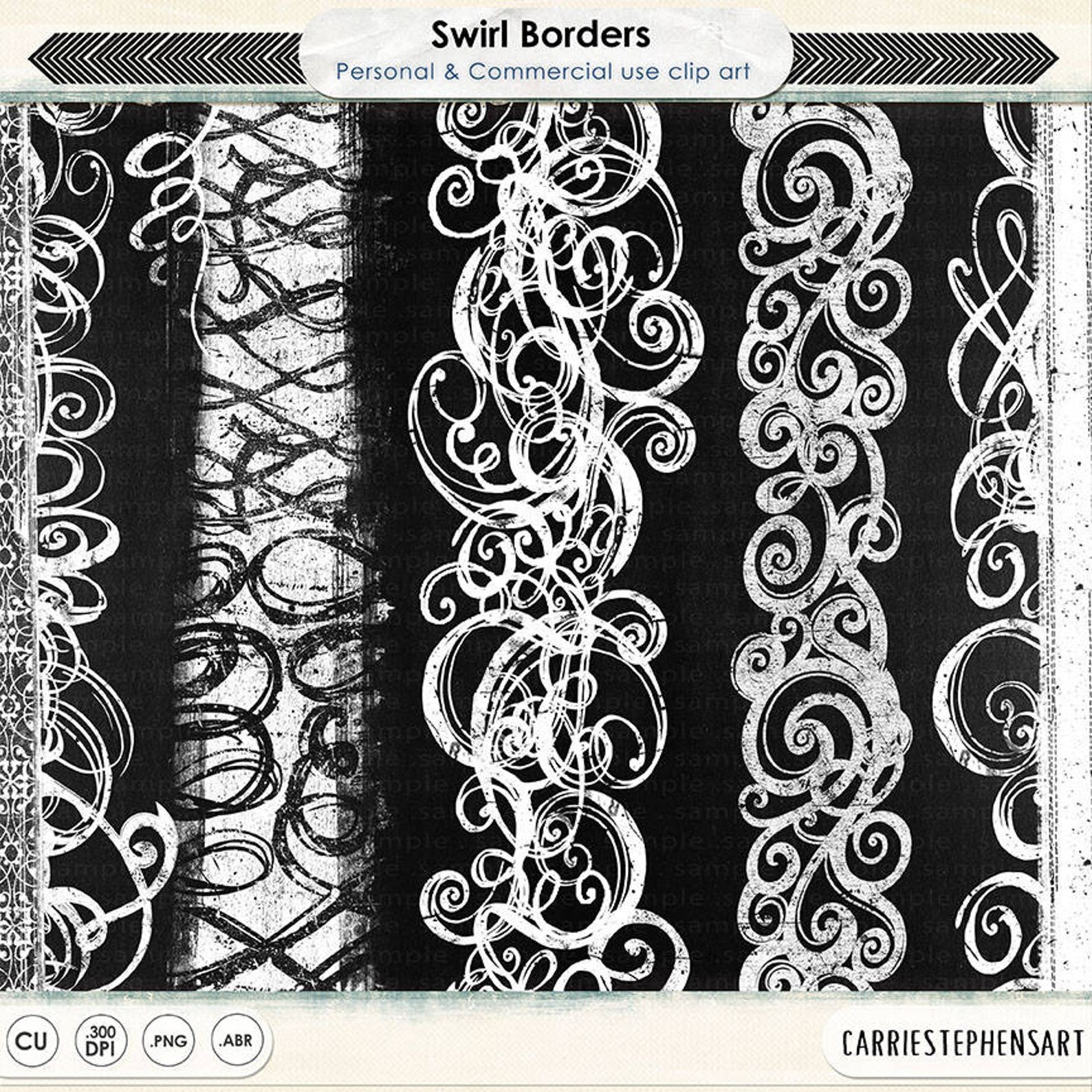 Border Flourish Clip Art Swirl PNG Clipart Photoshop Brush - Etsy