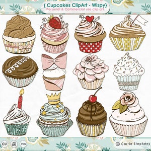 Pink Cupcake Clipart, Girl Birthday Party Digital Graphics, Anniversary ...