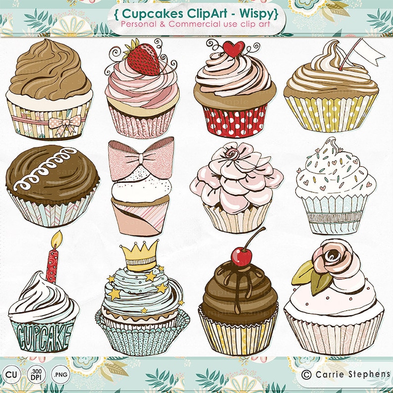 Pink Cupcake Clipart Girl Birthday Party Digital Graphics - Etsy
