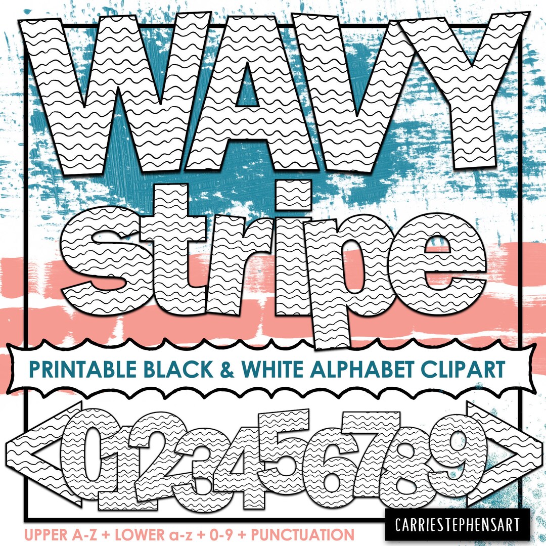 Wavy Stripe Alphabet Clipart, Beach Printable Bulletin Board Letters ...