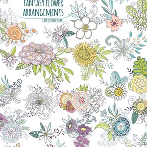 Whimsical Flower Clip Art, Boho Floral Bouquets, Arrangements ...