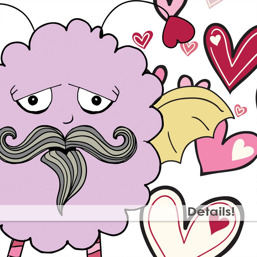 Valentine LOVE Monster Clip Art Graphics Hand-drawn Kids - Etsy