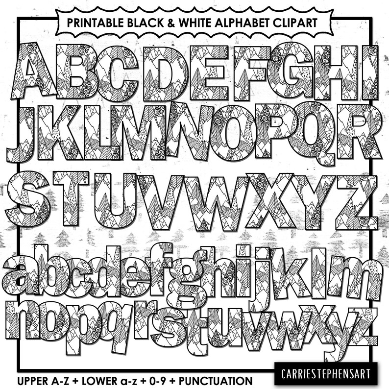 Alphabet Clipart PRINTABLE Bulletin Board Letters Zen - Etsy