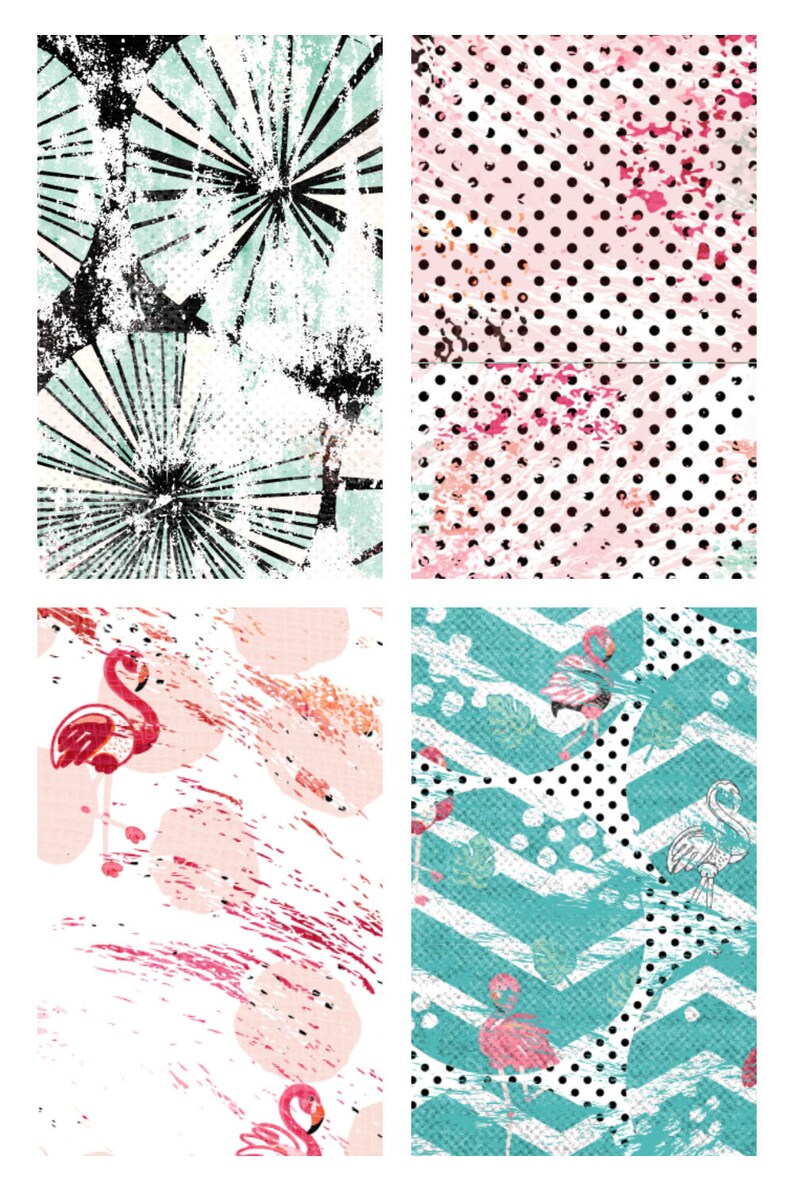 Flamingo Digital Paper Patterns Pink Black Shabby Chic | Etsy