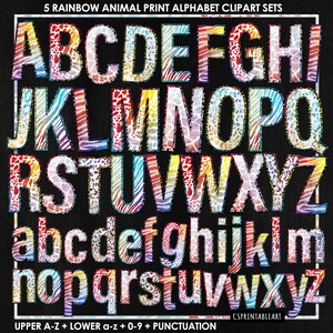 Alphabet Letters Clip Art - Rainbow Animal Print Light, Colorful ...