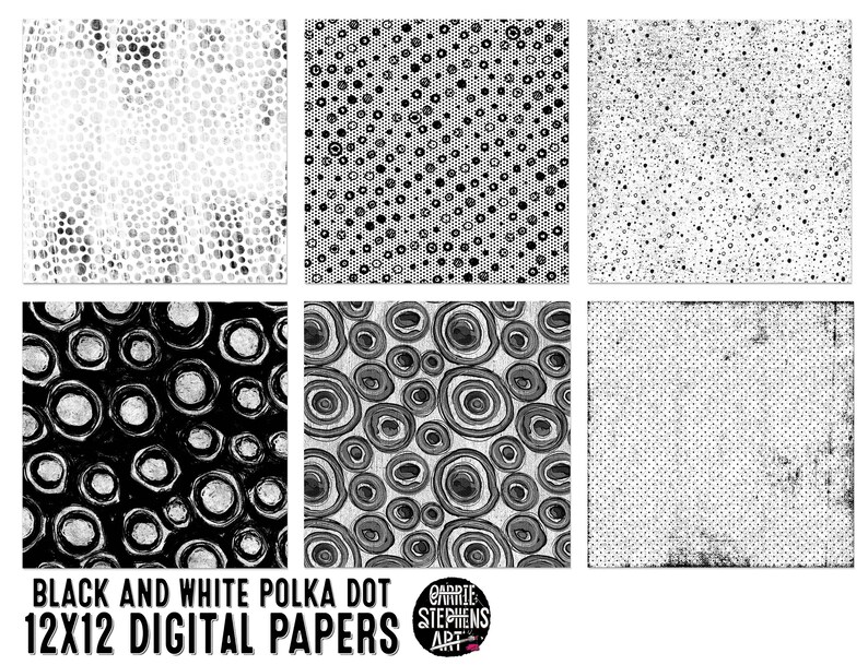 Black & White Polka Dot Digital Paper Pack 12x12 Backgrounds | Etsy