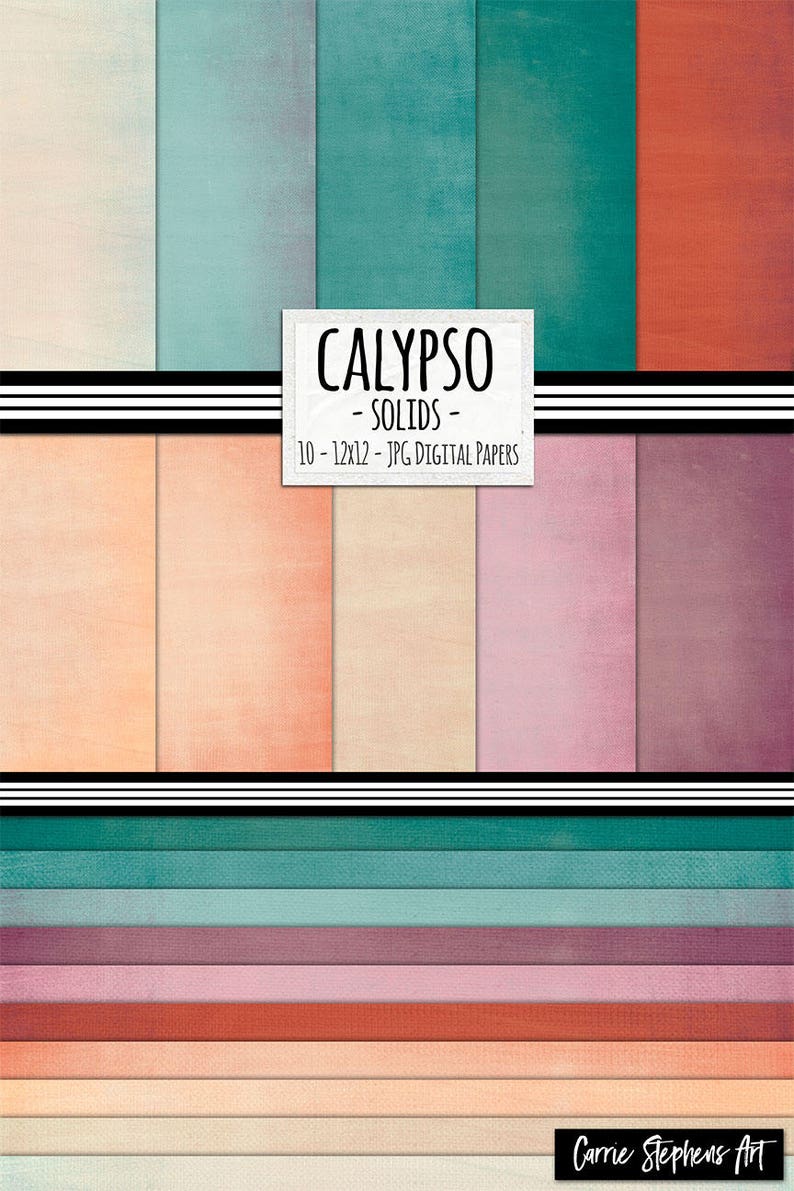 Tropical Vacation Digital Paper, Coral & Teal, Island Sunset Boho Chic ...