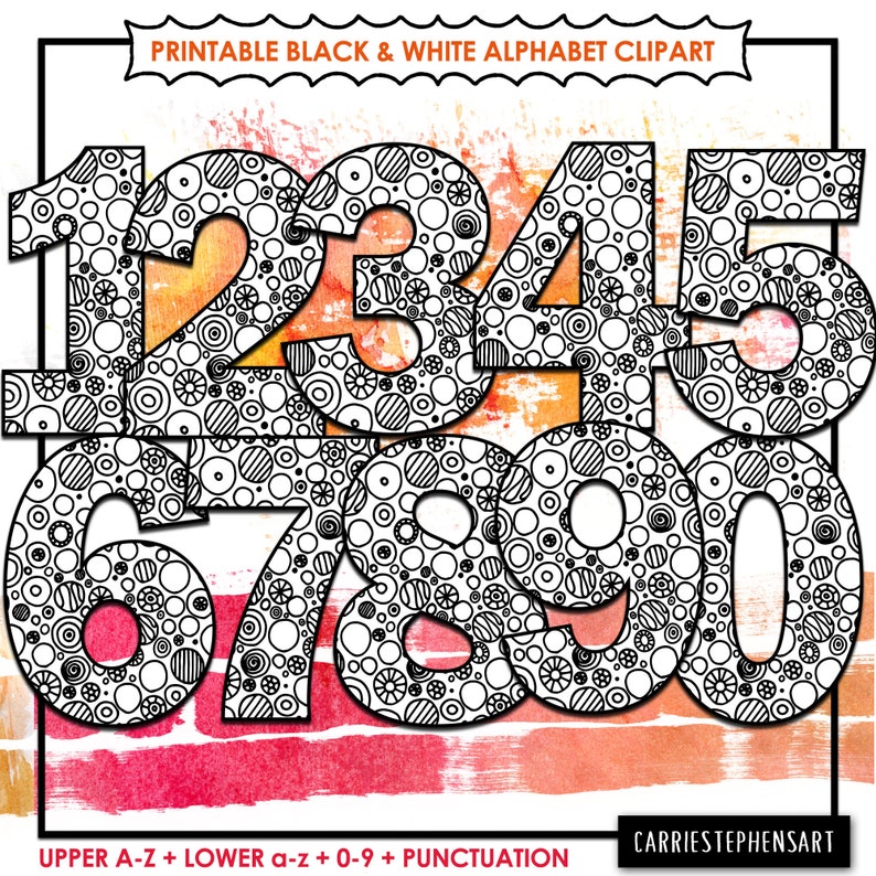 Dotty Doodle PNG Alphabet ClipArt Printable Bulletin Board | Etsy