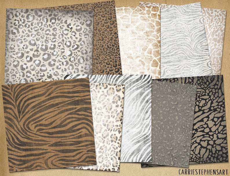 Neutral Animal Print Digital Scrapbook Paper Printable - Etsy