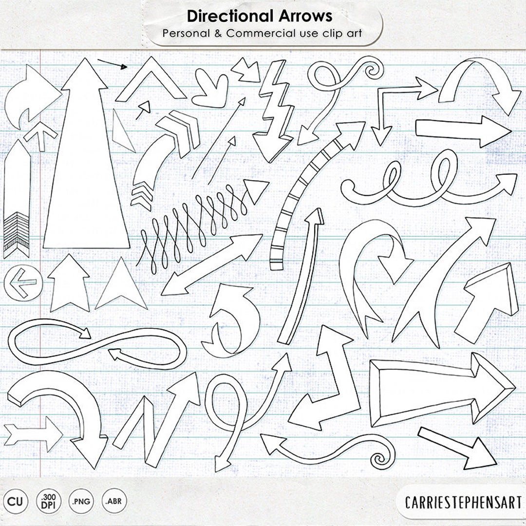 Arrow Doodle Clipart, Hand Drawn Digital Stamps, Arrows Line Art ...