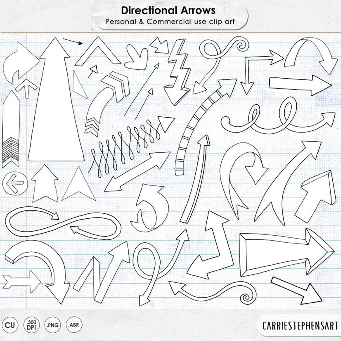 Arrow Doodle Clipart Hand Drawn Digital Stamps Arrows Line - Etsy Canada