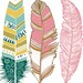 Boho Feather Clipart, Hand-drawn PNG Download Printables for Wall Art ...