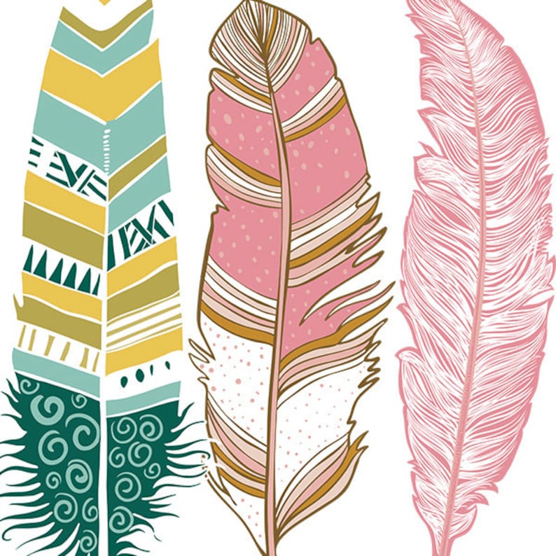 Boho Feather Clipart Hand-drawn PNG Download Printables for - Etsy