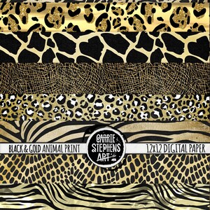 Black & Gold Animal Print Digital Paper Patterns - Etsy Canada