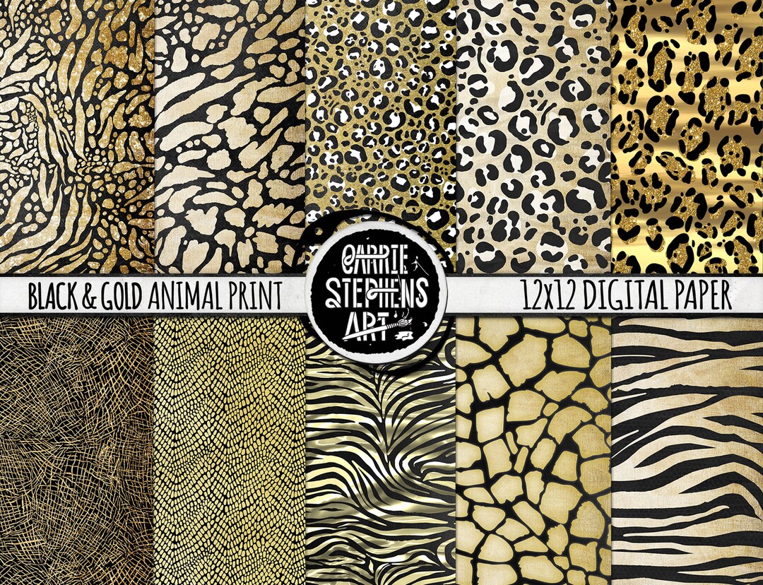 Black & Gold Animal Print Digital Paper Patterns - Etsy