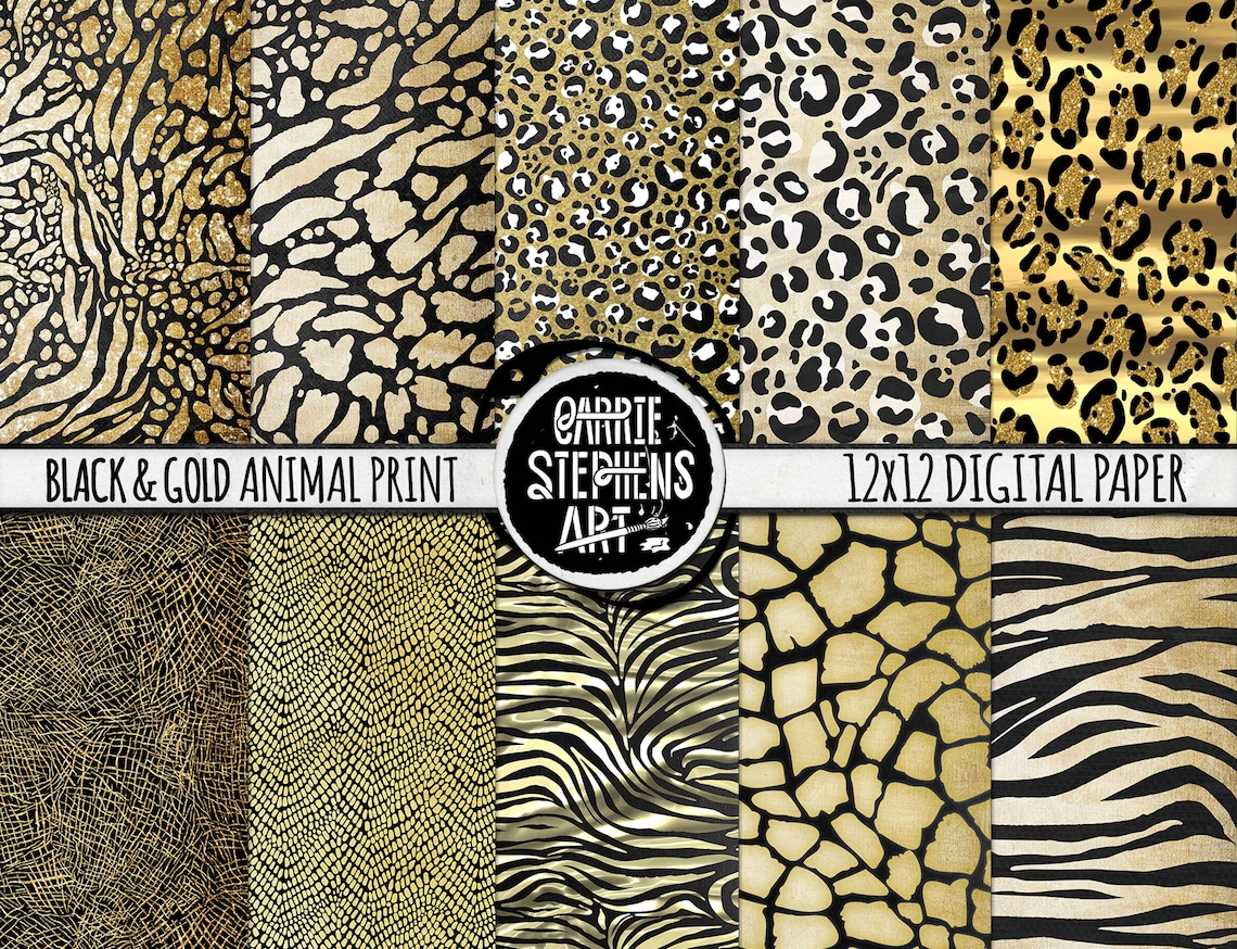 Black & Gold Animal Print Digital Paper Patterns - Etsy