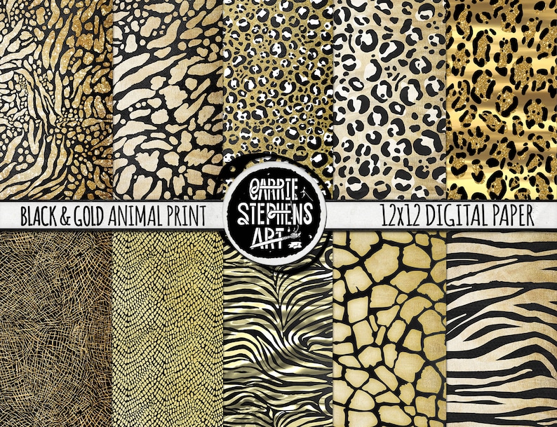 Black & Gold Animal Print Digital Paper Patterns - Etsy