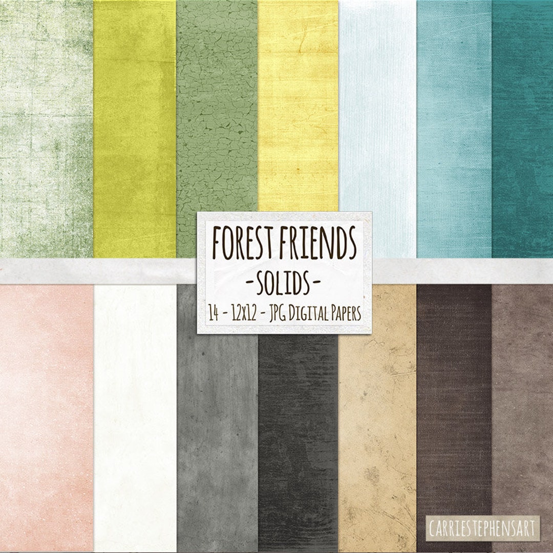 Textured Solid Background Papers, Woodland Forest Friends, Instant ...