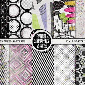 Vivid Digital Paper Textured Background, Hot Pink, Purple, Green, Black ...