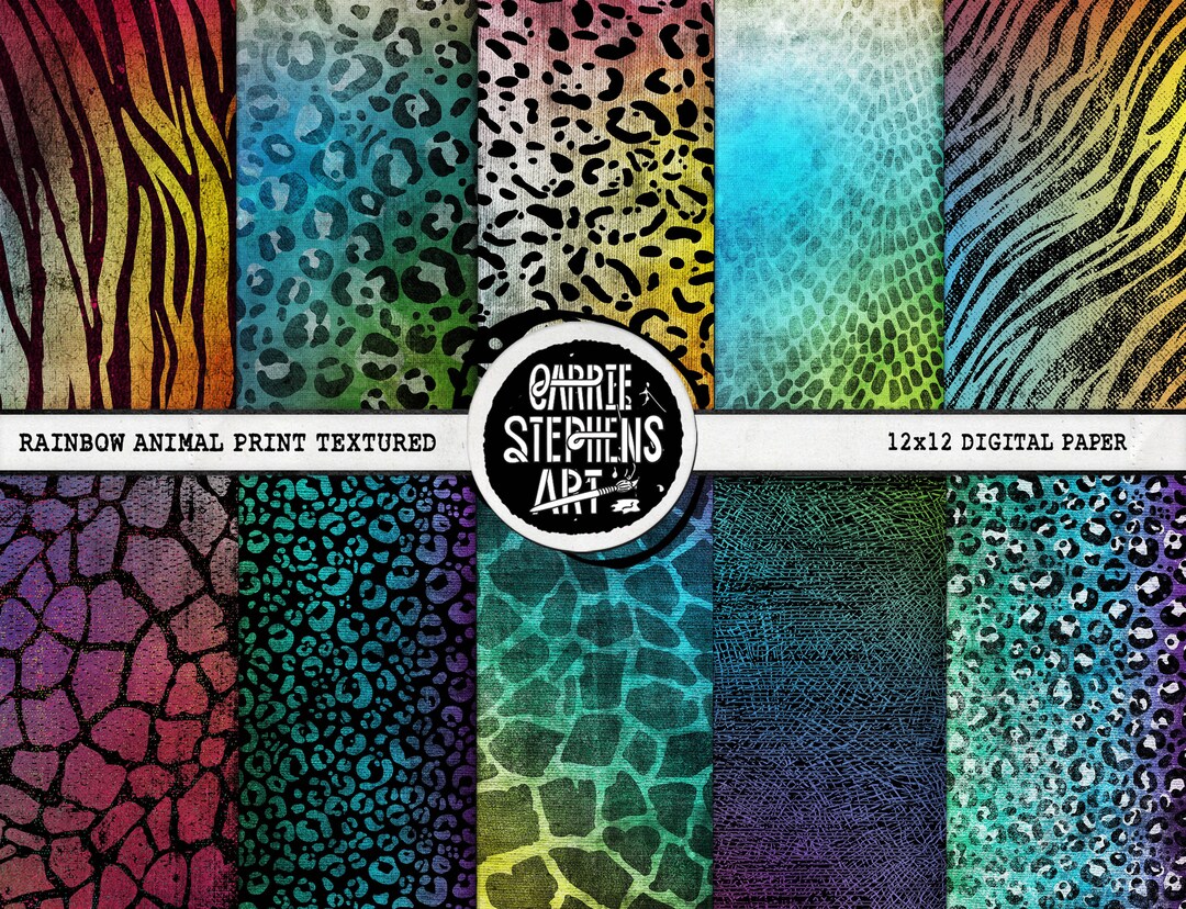 Rainbow Leopard Pattern Digital Paper, Animal Print Background Textured ...