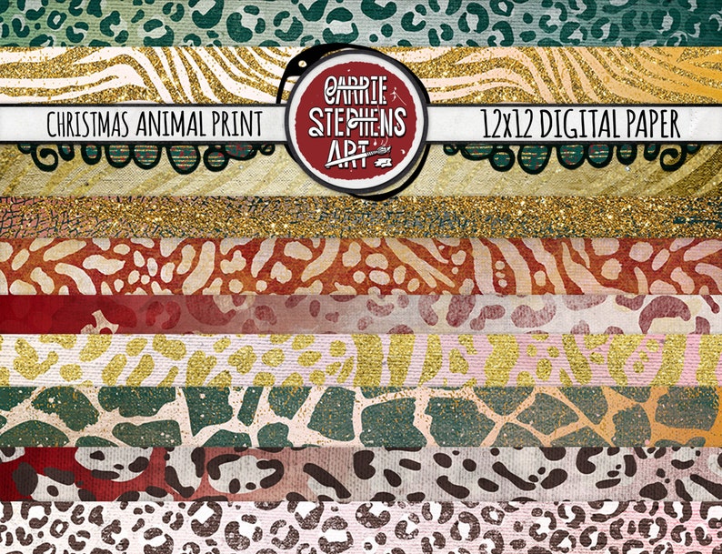 Christmas Animal Print Digital Paper Leopard Pattern Textured | Etsy