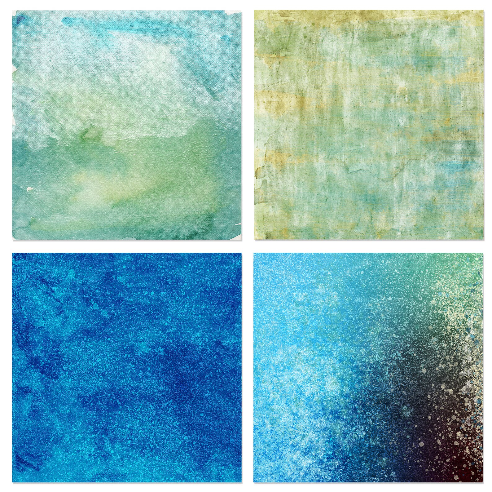 Blue & Green Watercolor Digital Paper Aqua Teal Background - Etsy