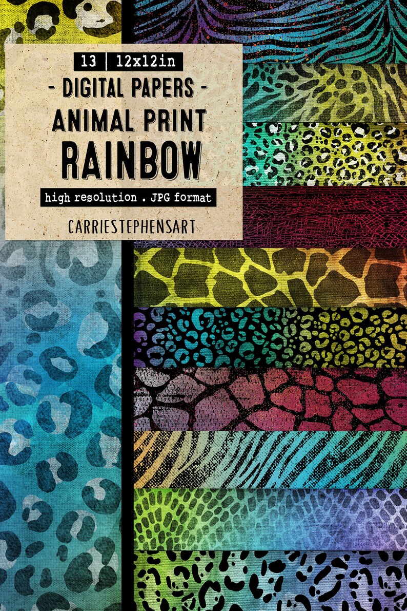 Rainbow Leopard Pattern Digital Paper Animal Print Background - Etsy Canada