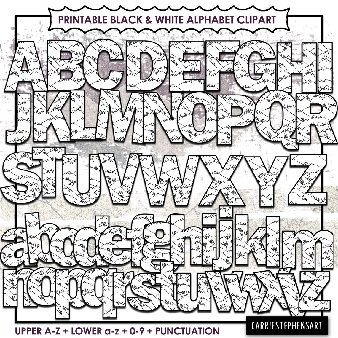 Mountain PRINTABLE Alphabet Clipart, School Bulletin Board Letters ...