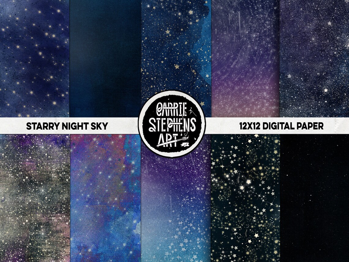 Starry Skies Digital Paper Cosmic Galaxy Background Star - Etsy