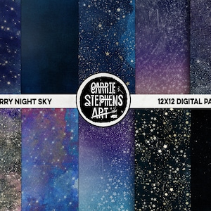 Starry Skies Digital Paper, Cosmic Galaxy Background, Star Digital ...
