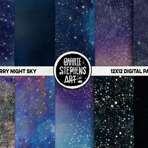 Stars Scrapbook Paper Starry Night Digital Paper Pack STAR - Etsy