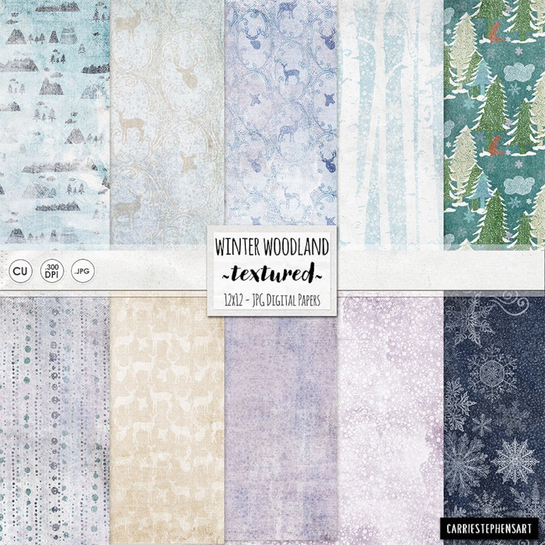Winter Digital Paper, Winter Woodland Wonderland, Christmas Digital ...