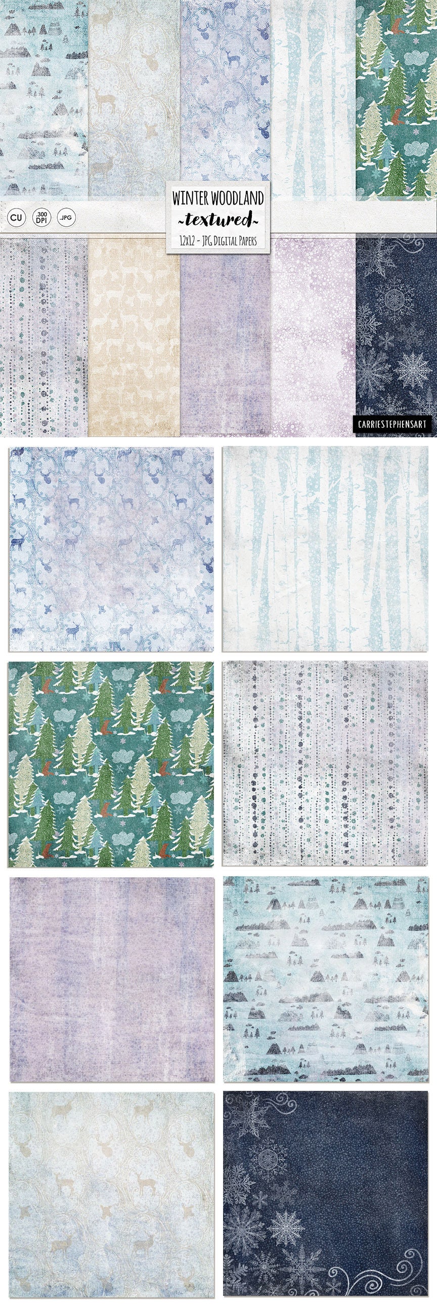 Winter Digital Paper Winter Woodland Wonderland Christmas - Etsy