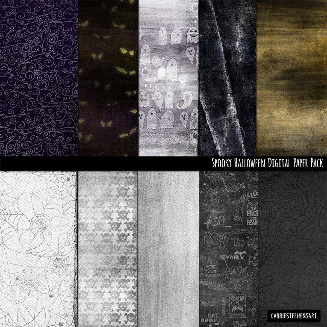 Halloween Digital Paper | Textured Black, Grey + Purple Scrapbook ...