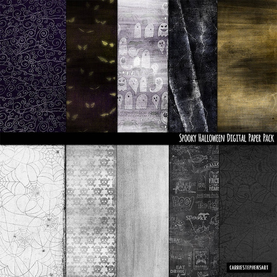Halloween Digital Paper | Textured Black, Grey + Purple Scrapbook ...