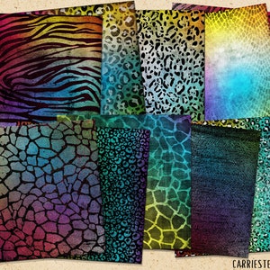 Rainbow Leopard Pattern Digital Paper, Animal Print Background Textured ...