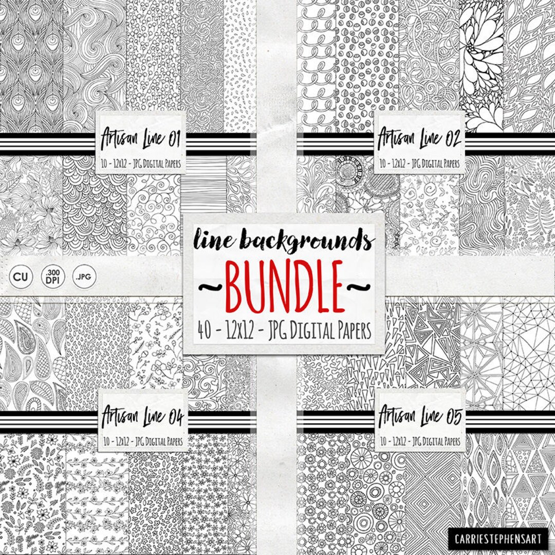 Black and White Digital Background Bundle, Digital Paper Bundle ...