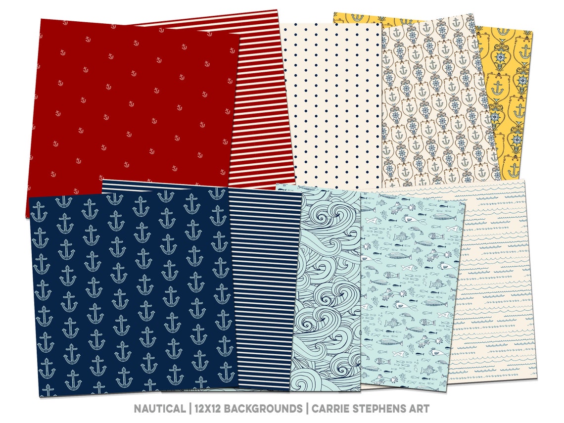 Nautical Digital Paper Anchor Pattern Summer Nautical | Etsy