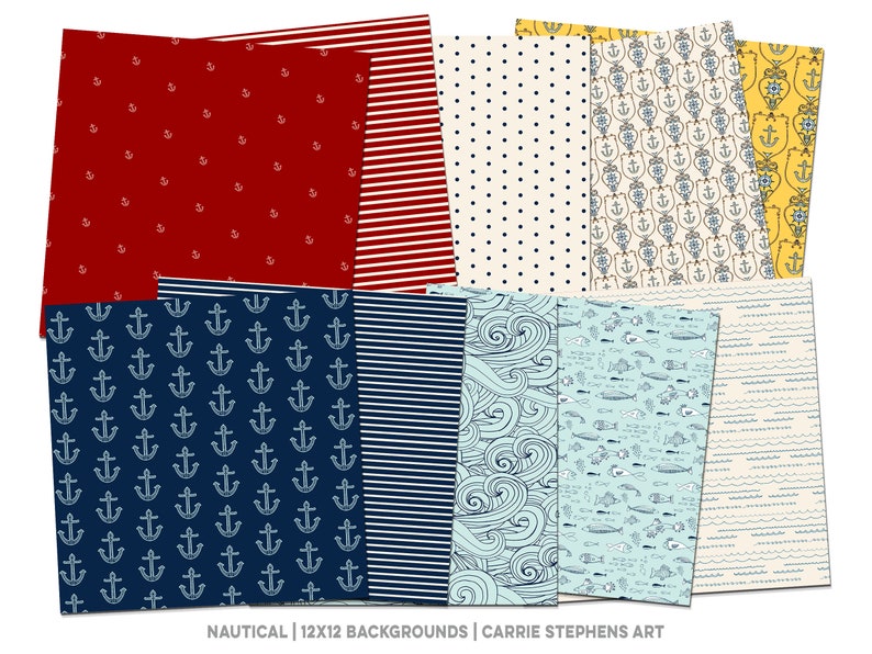 Nautical Digital Paper Anchor Pattern Summer Nautical | Etsy